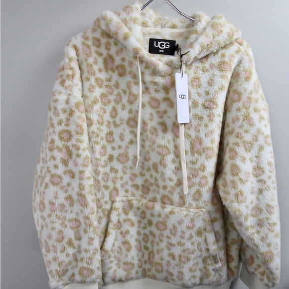 UGG | Tops | Ugg Loyra Sherpa Fleece Leopard Print Pullover Hoodie ...